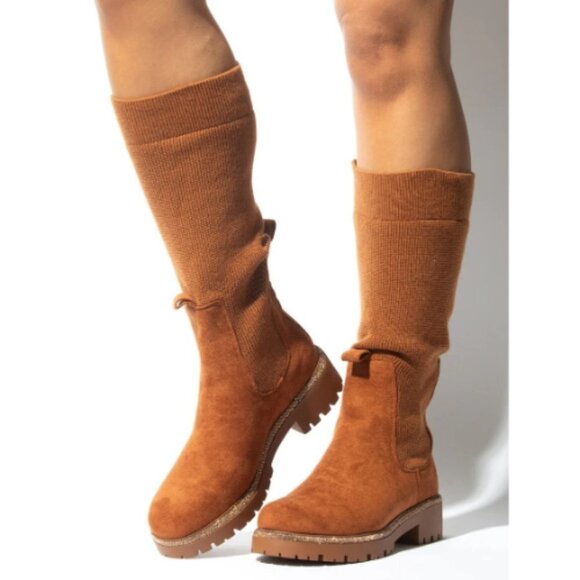 SOCK BOOTS TAN SIZE 8 Shoes